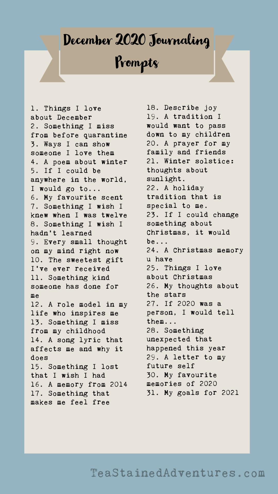 Growing In Journaling: with December Journaling Prompts | Tea-Stained ...